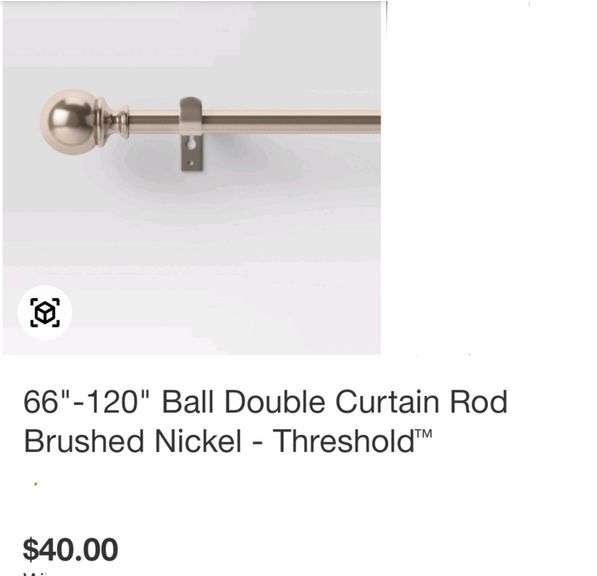 Threshold Double Curtain Rod Brushed Nickel 66-120" - Lexington Online ...
