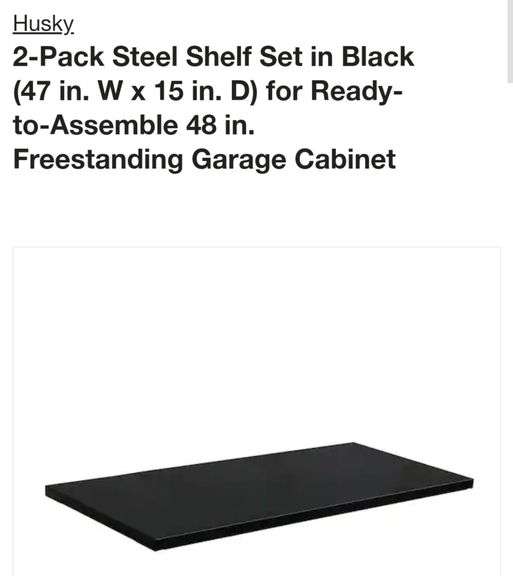 2-Pack Steel Shelf Set in Black (47 in. W x 15 in. D) for Ready-to ...