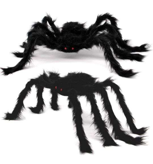 2 PCS Halloween Outdoor Decorations Hairy Spider, 30 Inches Large Black ...