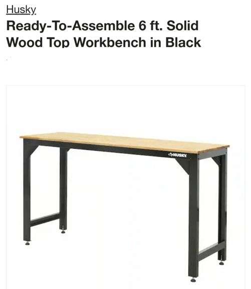 Assembled Husky Ready-To-Assemble 6 ft. Solid Wood Top Workbench in ...