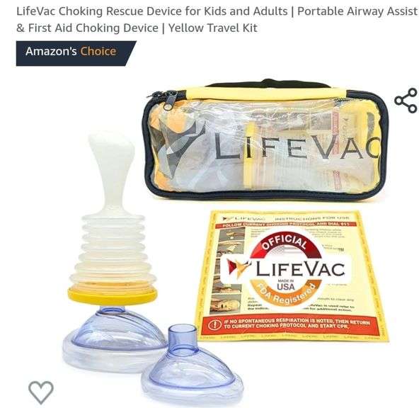 LifeVac Choking Rescue Device for Kids and Adults | Portable Airway ...
