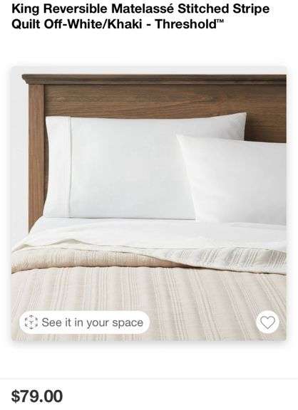 King Reversible Matelassé Stitched Stripe Quilt from Threshold ...