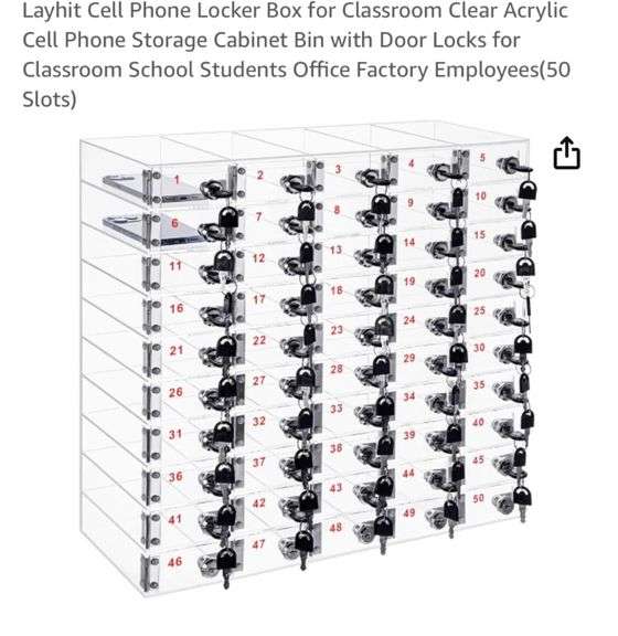 Layhit Cell Phone Locker Box for Classroom Clear Acrylic Cell Phone ...