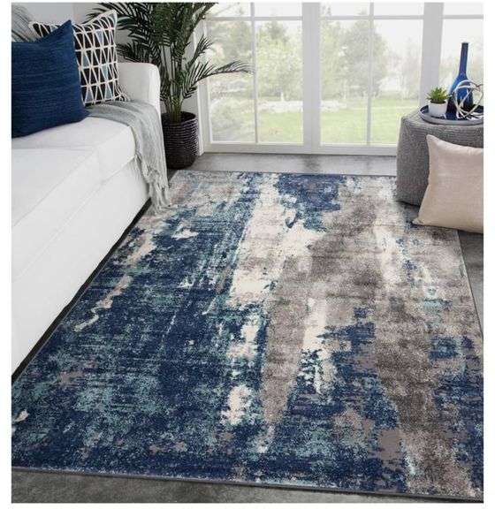 LUXE WEAVERS Euston Collection D.Blue-L.Blue 5x7 Modern Abstract Area ...