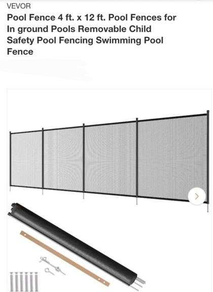 VEVOR Pool Fence 4 ft. x 12 ft. Pool Fences for In ground Pools ...
