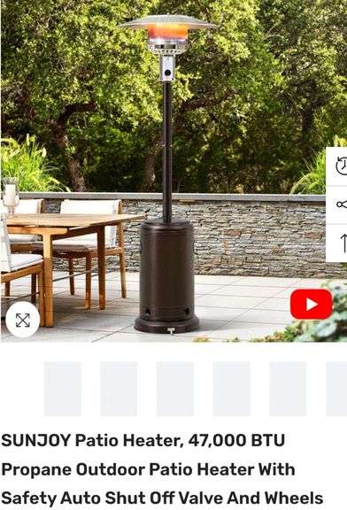 Sunjoy 47,000 BTU Patio Heater, Portable Freestanding Propane Heater ...