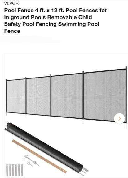 VEVOR Pool Fence 4 ft. x 12 ft. Pool Fences for In ground Pools ...