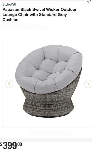Read! StyleWell Papasan Swivel Wicker Outdoor Lounge Chair with ...