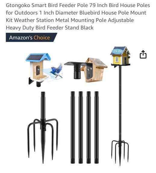 Gtongoko Smart Bird Feeder Pole 79 Inch Bird House Poles for Outdoors 1 ...