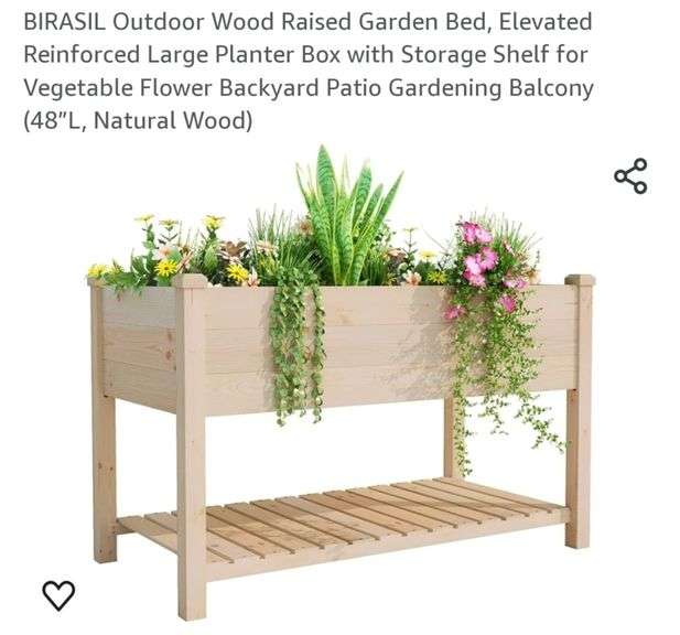 BIRASIL Outdoor Wood Raised Garden Bed, Elevated Reinforced Large ...
