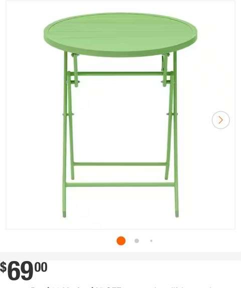 Stylewell. 24.6 in. Dia. Grass Folding Round Metal Outdoor Patio Bistro Table (1-Piece ...