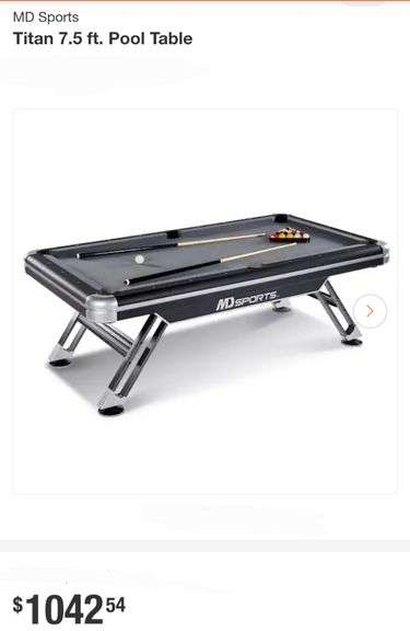 MD Sports Titan 7.5 ft. Pool Table - Lexington Online Auction