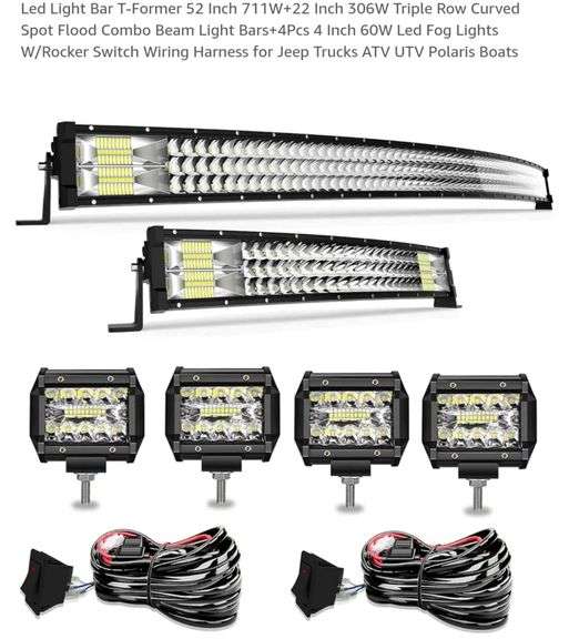 Led Light Bar T-Former 52 Inch 711W+22 Inch 306W Triple Row Curved Spot ...
