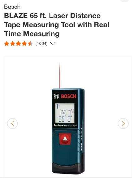 Bosch Blaze 65ft Laser Tape Measuring Tool - Lexington Online Auction