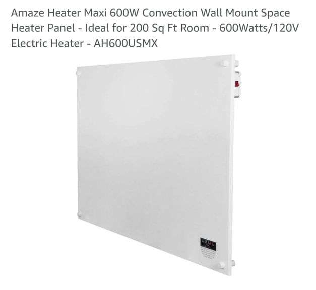 Amaze Heater Maxi 600W Convection Wall Mount Space Heater Panel - Ideal ...