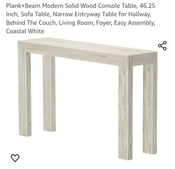 Plank+Beam Modern Solid Wood Console Table, 46.25 Inch, Sofa Table ...