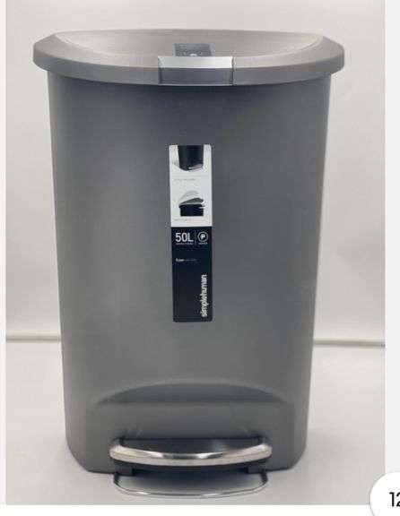simplehuman CW1355 50L Semi-Round Kitchen Step on Trash Can - Black ...