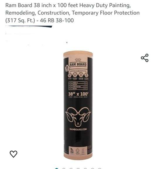 Ram Board 38 inch x 100 feet Heavy Duty Painting, Remodeling ...