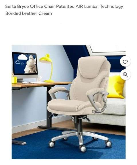 Serta Bryce Office Chair Patented AIR Lumbar Technology Bonded Leather ...