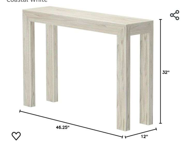 Plank+Beam Modern Solid Wood Console Table, 46.25 Inch, Sofa Table ...
