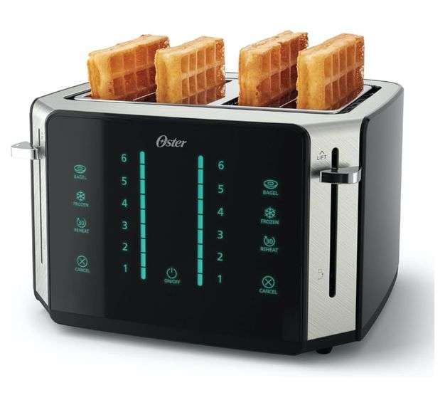 Oster 4-Slice Toaster, Touch Screen, Stainless Steel, Digital Timer, 6 ...