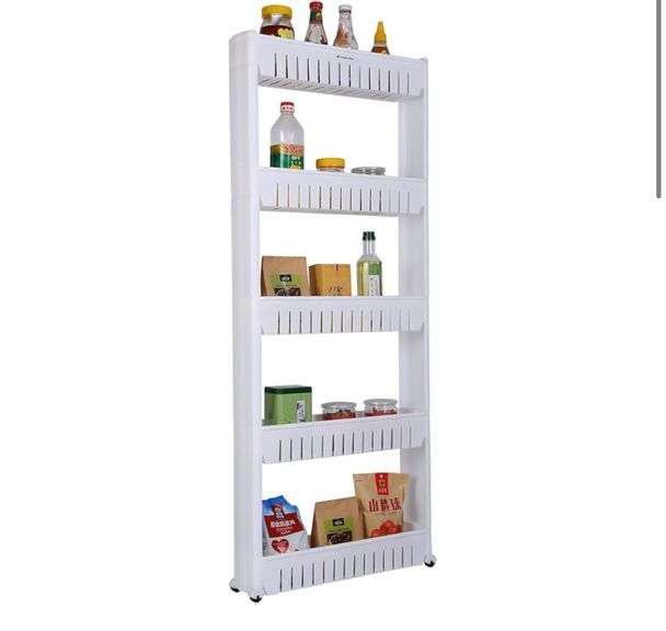 5 tier slim storage cart, Mobile Shelving Unit Organizer with 5 Large ...