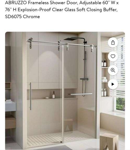 READ! Frameless Shower Door, Adjustable 60'' W x 76'' H Explosion-Proof ...