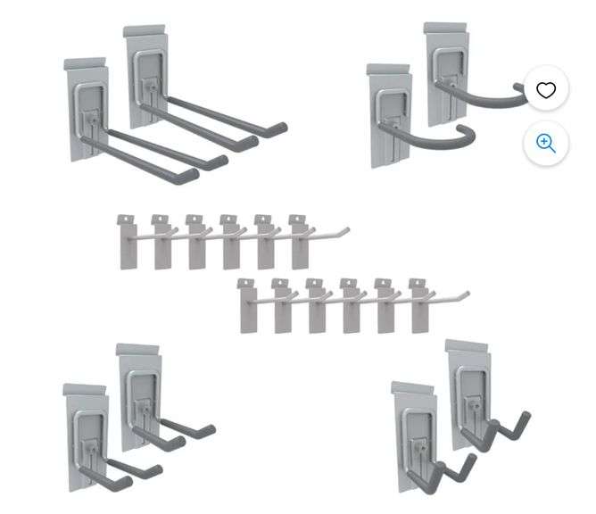 CrownWall 20-pc Slatwall Hooks Locking Kit for PVC SlatWall Panels Slat ...