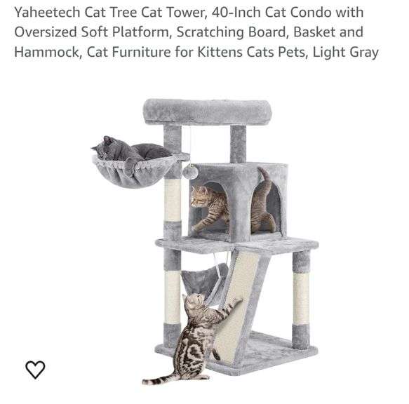 Yaheetech Cat Tree Cat Tower, 40-Inch Cat Condo with Oversized Soft ...