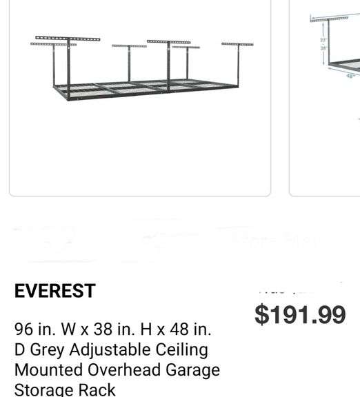 EVEREST 96 in. W x 38 in. H x 48 in. D Grey Adjustable Ceiling Mounted ...