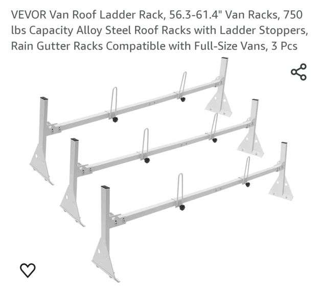 VEVOR Van Roof Ladder Rack, 56.3-61.4" Van Racks, 750 lbs Capacity ...