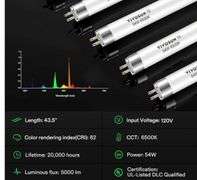 VIVOSUN T5 Grow Light Bulbs 4 Ft 46 Inches, 54W 6500K HO Fluorescent ...