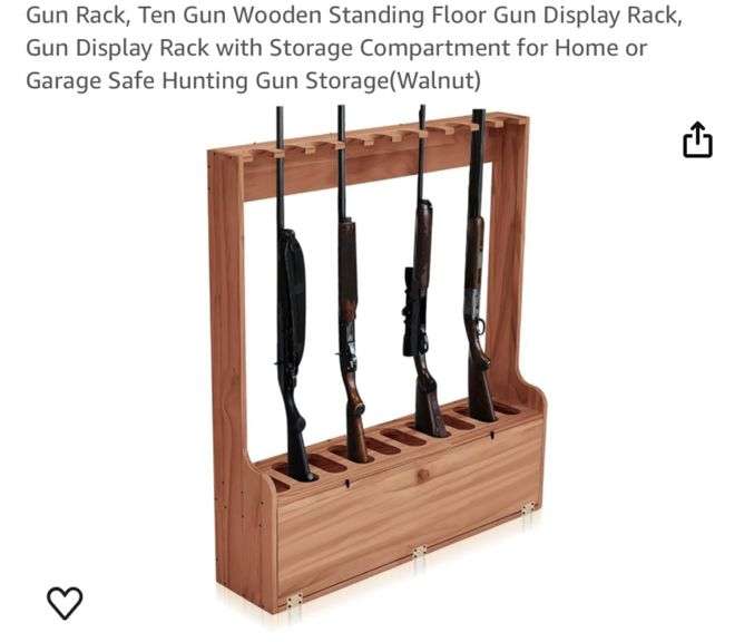 Gun Rack, Ten Gun Wooden Standing Floor Gun Display Rack, Gun Display ...