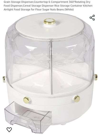 Grain Storage Dispenser,Countertop 6 Compartment 360°Rotating Dry Food ...