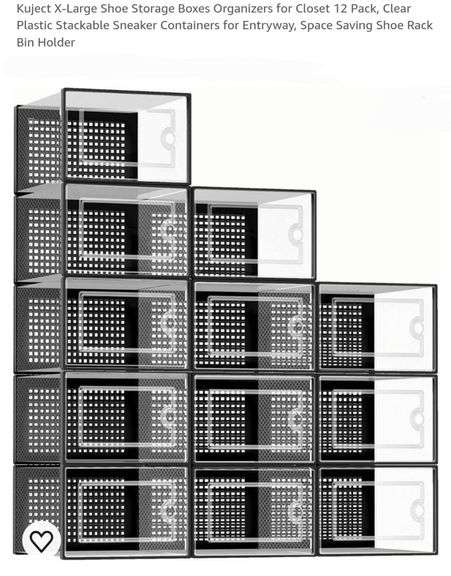 Kuject X-Large Shoe Storage Boxes Organizers for Closet 12 Pack, Clear ...