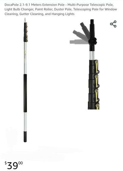 DocaPole 30ft Extension Pole - Multi-Purpose Telescopic Pole, Light ...