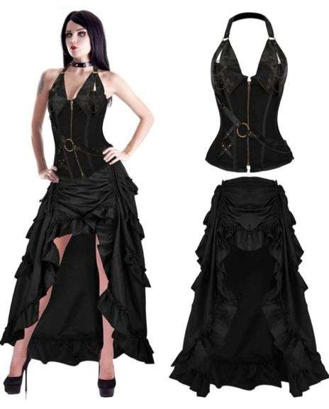 (2)Jeyiour Halloween Renaissance Medieval Costume Set Steampunk Bustier ...
