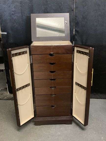 Hives and Honey Porsha Fully Locking Jewelry Armoire, Chocolate ...