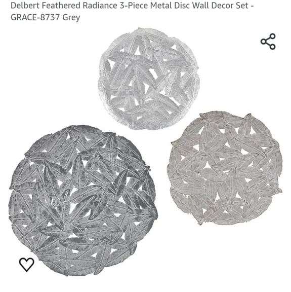 Delbert Feathered Radiance 3-Piece Metal Disc Wall Decor Set ...