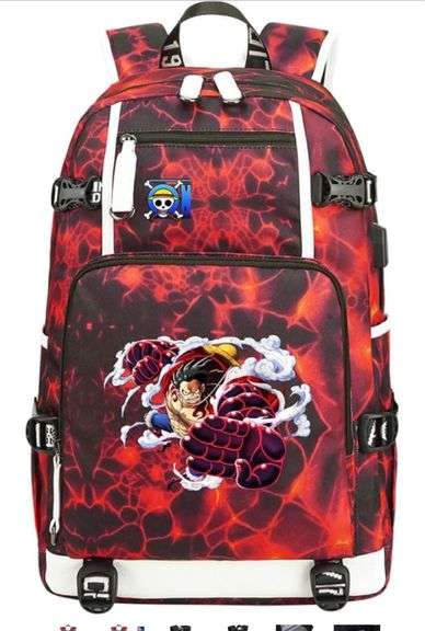 Anime Color Luffy Luffy Print Backpack Equipped with USB Interface ...