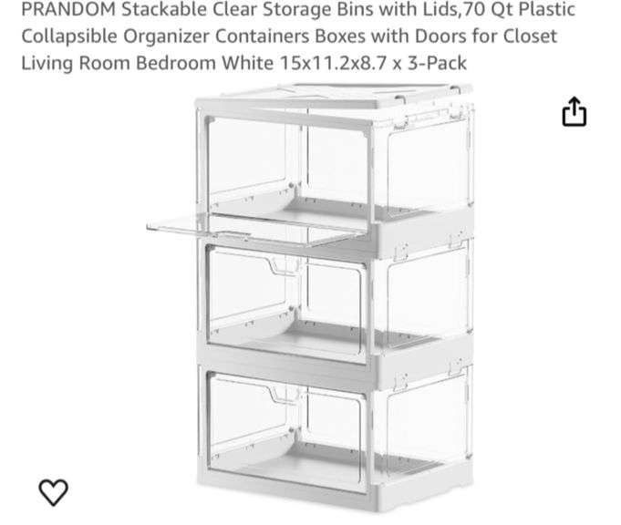 PRANDOM Stackable Clear Storage Bins with Lids,70 Qt Plastic ...