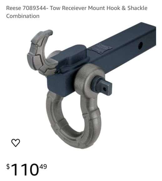 Reese 7089344- Tow Receiever Mount Hook & Shackle Combination ...