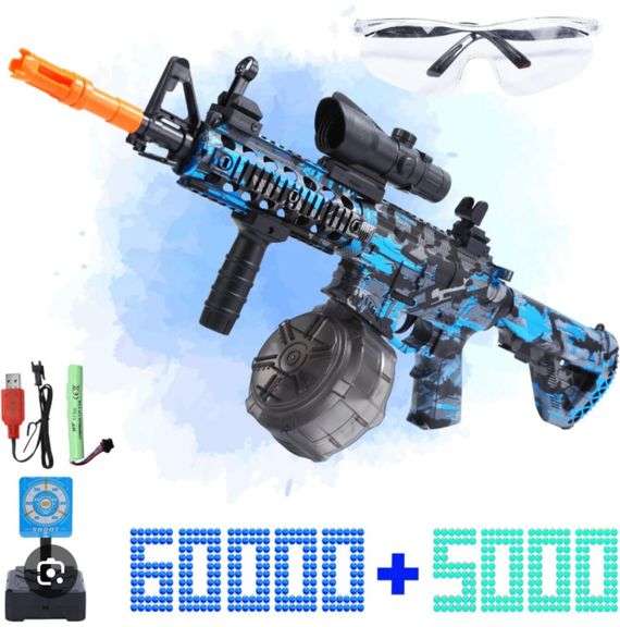 Automatic Gel Splat Blaster Gun with 60000 & 5000 Luminous Water Beads ...