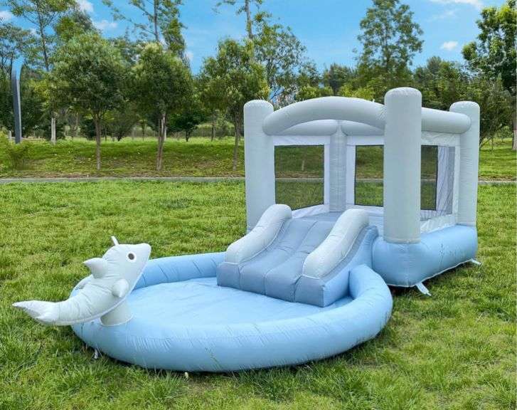 WKAIXU Blue Bounce House with Ball Pit and Slide for Toddlers 1-8 Kids ...