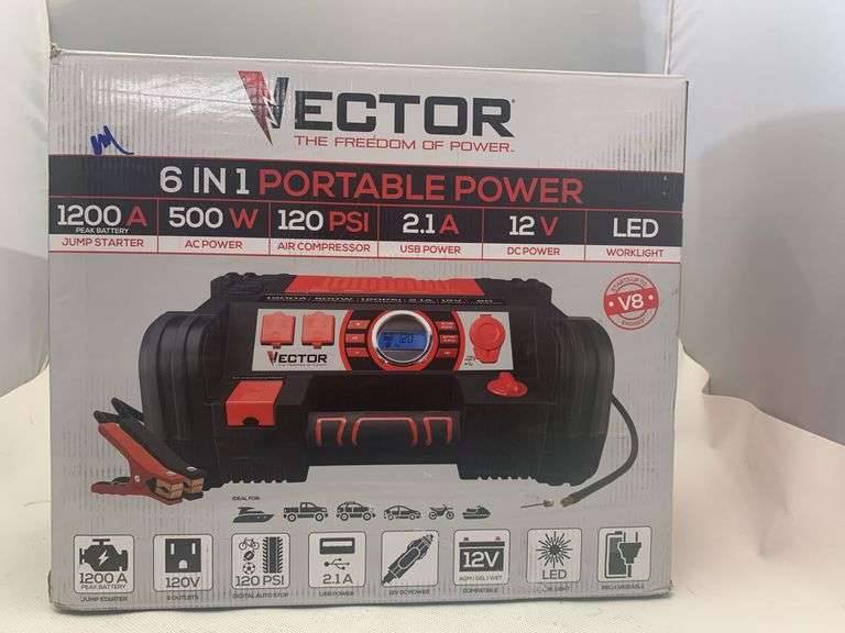 VECTOR 1200 Peak Amp Automotive Jump Starter, Portable Power - 10W USB ...