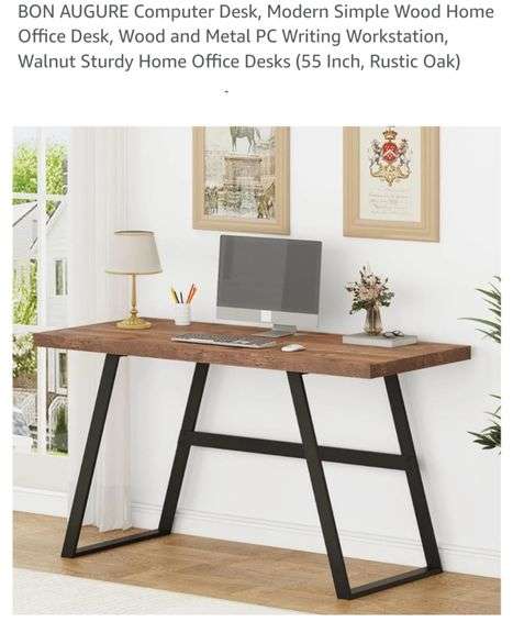 BON AUGURE Computer Desk Rustic Oak 55" - Lexington Online Auction