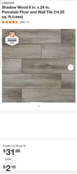 9 Boxes Of Lifeproof Shadow Wood 6 in. x 24 in. Porcelain Floor and ...