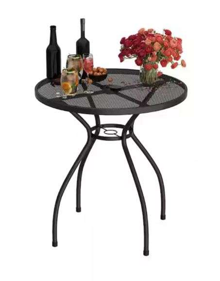 FUFU&GAGA Outdoor High Top Table, Bar Height Iron Patio Metal Round ...