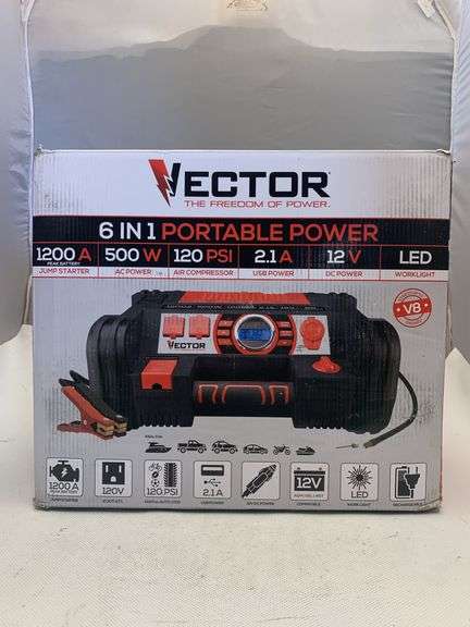 VECTOR 1200 Peak Amp Automotive Jump Starter, Portable Power - 10W USB ...