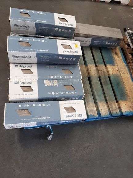 9 Boxes Of Lifeproof Shadow Wood 6 in. x 24 in. Porcelain Floor and ...